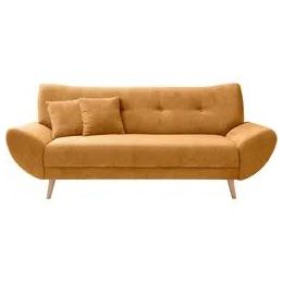 3-Sitzer Home Affaire "Basta", gold, B:205cm H:82cm T:87cm, 100% Polyester, Sofas