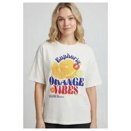 Kurzarmshirt Only "ONLBOLETTE LIFE S/S TOP BOX CC JRS", Damen, Gr. S, cloud dancer print:orange vibes, Jersey, Obermaterial: 100% Baumwolle, bedruckt, loose fit normal, Rundhals, Shirts, mit auff&auml;lligem Print