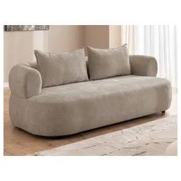 3-Sitzer Home Affaire "LUSSAC 3-Sitzer Design-Sofa mit Zierkissen, Ma&szlig;e B/T/H: 202/123/78 cm", beige, B:202cm H:78cm T:122,5cm, 100% Polyester, Sofas, hoher Sitzkomfort und modernes Design, Sofa ohne Bettfunktion