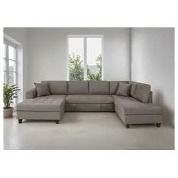 Wohnlandschaft TRENDS BY HG "Moritz, U-Form", d517 enjoy new 46 pewter,, B:324cm H:86cm T:178cm, 92% Polyester;8% Nylon, Sofas, Wohnlandschaft, inkl. Bettfunktion und Bettkasten, inkl. 2 Zierkissen