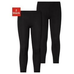 H.I.S. Leggings H.I.S, M&auml;dchen, Gr. 140/146, N-Gr, schwarz, Single Jersey, Obermaterial: 95% Baumwolle, 5% Elasthan, unifarben, Basic, bequem lang, Hosen Leggings, Basic im Doppelpack