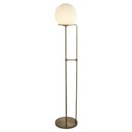 Searchlight Stehlampe "Sphere Floor Lamp - Antique Brass & Opal Glass Shade", antikmessing und opalwei&szlig;, 1, &Oslash; 28cm H: 145cm, 1 Stk., Leuchten, Stehlampe