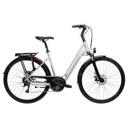 Cityrad KROSS "Sentio 3.0 Silber 24 G&auml;nge" Gr. 41, silberfarben, schwarz, Fahrr&auml;der, 41cm, 28 Zoll (71,12cm) hinten: 28 Zoll (71,12cm)