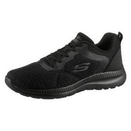 Sneaker Skechers "BOUNTIFUL-QUICK PATH", Damen, Gr. 37, schwarz (schwarz uni), Lederimitat, Textil, unifarben, Schuhe Sneaker, Trainingsschuh, Freizeitschuh, Schn&uuml;rschuh mit Memory Foam