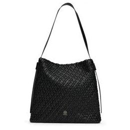 Tragetasche Tommy Hilfiger "TH BRAIDED MAXI HOBO", Gr. B/H/T: 36cm x 36cm x 13cm, schwarz, Lederimitat, Taschen, Damen Umh&auml;ngetasche, Schultertasche mit TH-Logo
