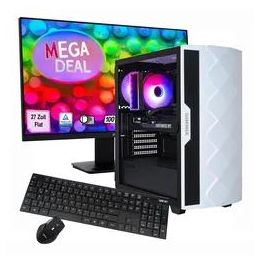 Hyrican GAMEMAX Gaming-PC-Komplettsystem "MegaDeal Diamond WT 2716 Intel i7 14700F 16GB 1TB SSD RTX 5070", Energieeffizienz: E (A-G), wei&szlig;, Microsoft Windows 11 Home (64 Bit), 16 GB RAM 1.000 GB SSD, Computer_Komplettsysteme, Windows 11 + MSI PRO MP273A Monitor, 69cm (27")