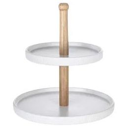 Sch&ouml;ner Wohnen Etagere "Refia", wei&szlig;, B:24cm H:25cm L:24cm T:24cm &Oslash;:24cm, Akazienholz, Massivholz, SCH&Ouml;NER WOHNEN-KOLLEKTION, Servierplatten, Etagere, Etagere mit elegantem Zylinderdesign und Holzakzenten