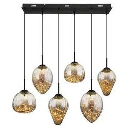 Globo LIGHTING H&auml;ngeleuchte "FIREFLY", schwarz matt, H: 120cm, 1 Stk., Leuchten, H&auml;ngelampe Glas rauchfarben unterschiedliche Glasformen Esszimmer, H&auml;ngeleuchte