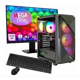 Hyrican GAMEMAX Gaming-PC-Komplettsystem "MegaDeal Striker 2714 Intel i7 14700F 16GB 1TB SSD RTX 5060Ti", Energieeffizienz: E (A-G), schwarz, Microsoft Windows 11 Home (64 Bit), 16 GB RAM 1.000 GB SSD, Computer_Komplettsysteme, Windows 11 + MSI PRO MP273A Monitor, 69cm (27")