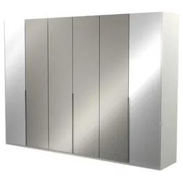 Kleiderschrank Musterring "San Diego, Kleiderschrank, Schrank, Garderobe, mit Glast&uuml;ren", wei&szlig;, B:300cm H:236cm T:58cm, Glas, Holzwerkstoff, Schr&auml;nke, Kleiderschrank, 6-t&uuml;rig (ged&auml;mpft), 6 B&ouml;den, 3 Kleiderstangen, Chromgriffe