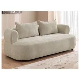 3-Sitzer Home Affaire "LUSSAC 3-Sitzer Design-Sofa mit Zierkissen, Ma&szlig;e B/T/H: 202/123/78 cm", creme, B:202cm H:78cm T:122,5cm, 100% Polyester, Sofas, hoher Sitzkomfort und modernes Design, Sofa ohne Bettfunktion