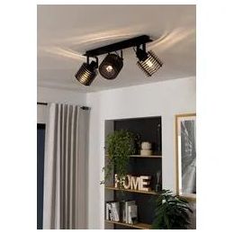 Eglo Deckenspot "SEGOVIA", schwarz, 3, &Oslash; 0 H: 17,2cm, 1 Stk., Leuchten, Deckenlampe, Metall und Holz in Schwarz, Deckenspot mit E27 Fassung, Deckenspot