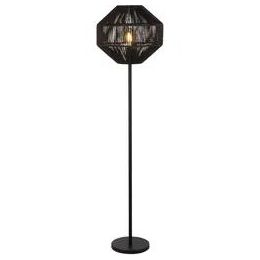 Searchlight Stehlampe "Wicker Floor Lamp - Matt Black Metal & Black Rope Shade", schwarz (matt schwarz), 1, &Oslash; 41cm H: 132cm, 1 Stk., Leuchten, Naturmaterial, Stehlampe