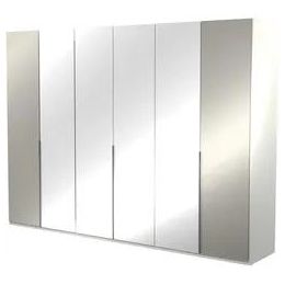 Kleiderschrank Musterring "San Diego, Kleiderschrank, Schrank, Garderobe, mit Glast&uuml;ren", wei&szlig;, B:300cm H:236cm T:58cm, Glas, Holzwerkstoff, Schr&auml;nke, Kleiderschrank, 6-t&uuml;rig (ged&auml;mpft), 6 B&ouml;den, 3 Kleiderstangen, Chromgriffe