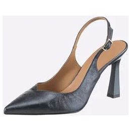 Slingpumps Heine, Damen, Gr. 35, marine, metallicfarben, Textil, Schuhe Slingpumps