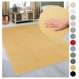 Teppich OTTO HOME "Arabell, Kunstfellteppich, Felloptik, waschbar", gold, B:140cm H:16mm L:200cm, Polyester, Teppiche, Teppich, flauschig, kuschelig, Anti-Rutsch-Unterseite, Wohnzimmer, Schlafzimmer