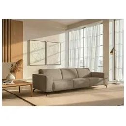 3-Sitzer Home Affaire "Lorcan 257 cm, weiches Sitzgef&uuml;hl", taupe, B:257cm H:77cm T:93cm, 85% PES, 15% NY, Sofas, mit schwarzen Metallf&uuml;&szlig;en, Lederoptik und in weichem Strukturstoff