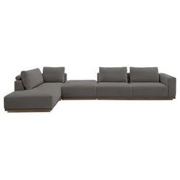 Wohnlandschaft Musterring, anthrazit, B:395cm H:78cm T:202cm, 100% Polyester, Sofas, Wohnlandschaft, Anreihsofa mit Armlehne rechts, Eckteil links mit Kissen & Hocker