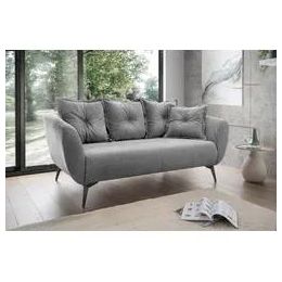 2,5-Sitzer Home Affaire "Baggio, Breite 196 cm zeitlos & elegant, bequem", grau, B:196cm H:94cm T:103cm, 100% Polyester, Sofas, schwarze Metallf&uuml;&szlig;e