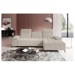 Ecksofa WERK2 "Focus-S, inkl. elektr. Sitzvorzug, manuelle Kopfteilverstellung", natur, B:277cm H:82cm T:177cm, 100% Polyester, Sofas, Ecksofa, elektr. Sitztiefenverstellung, flexible Kopfst&uuml;tzen, 12cm F&uuml;&szlig;e, L-Form
