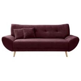 3-Sitzer Home Affaire "Basta", bordeaux, B:205cm H:82cm T:87cm, 100% Polyester, Sofas