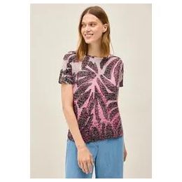 Print-Shirt Cecil, Damen, Gr. M (40), rot (mulberry rot), Stoff, 65% Polyester, 35% Viskose, bedruckt, normal normal, U-Boot-Ausschnitt, abgesteppt, Shirts, aus elastischem Materialmix