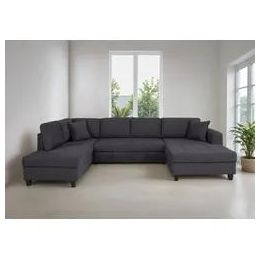 Wohnlandschaft TRENDS BY HG "Moritz, U-Form", d505 enjoy new 24 grafite,, B:324cm H:86cm T:178cm, 92% Polyester;8% Nylon, Sofas, Wohnlandschaft, inkl. Bettfunktion und Bettkasten, inkl. 2 Zierkissen