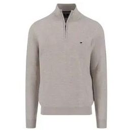 Troyer Fynch-Hatton, Herren, Gr. S, wei&szlig; (winter wei&szlig;), Strick, Obermaterial: 100% Baumwolle, unifarben, regular fit taillenbedeckt, Rippb&uuml;ndchen, Pullover Troyer, aus reiner Baumwolle, mit Logo-Stickerei, Regular Fit