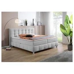 Boxbett Home Affaire "Marvao inkl. Bettkasten und Topper", hellgrau, B:174cm L:210cm, Komplettbetten, Boxbett mit Bettkasten, inkl. Topper, Topseller
