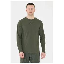 Langarmshirt Virtus "Roger V2", Herren, Gr. L, gr&uuml;n (khaki), 86% Polyester, 14% Elasthan, unifarben, normal, Rundhals, Shirts Langarmshirt, mit praktischer Quick-Dry-Funktion