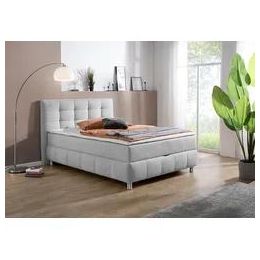 Boxbett Home Affaire "Marvao inkl. Bettkasten und Topper", hellgrau, B:134cm L:210cm, Komplettbetten, Boxbett mit Bettkasten, inkl. Topper