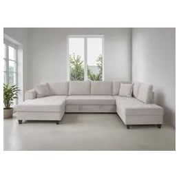 Wohnlandschaft TRENDS BY HG "Moritz U-Form, B: 324 cm", b803 zoom 19 dove, B:324cm H:86cm T:178cm, 92% Polyester;8% Nylon, Sofas, Wohnlandschaft, mit Bettfunktion, Bettkasten & Zierkissen