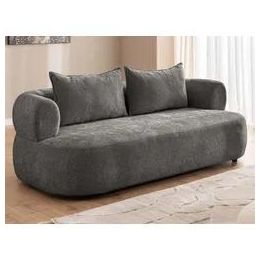 3-Sitzer Home Affaire "LUSSAC 3-Sitzer Design-Sofa mit Zierkissen, Ma&szlig;e B/T/H: 202/123/78 cm", dunkelgrau, B:202cm H:78cm T:122,5cm, 100% Polyester, Sofas, hoher Sitzkomfort und modernes Design, Sofa ohne Bettfunktion
