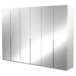 Kleiderschrank Musterring "San Diego, Kleiderschrank, Schrank, Garderobe, mit Glast&uuml;ren", wei&szlig;, B:300cm H:216cm T:58cm, Glas, Holzwerkstoff, Schr&auml;nke, Kleiderschrank, 6-t&uuml;rig (ged&auml;mpft), 6 B&ouml;den, 3 Kleiderstangen, Chromgriffe