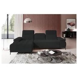 Ecksofa WERK2 "Focus-S, inkl. elektr. Sitzvorzug, manuelle Kopfteilverstellung", anthrazit, B:277cm H:82cm T:177cm, 100% Polyester, Sofas, Ecksofa, elektr. Sitztiefenverstellung, flexible Kopfst&uuml;tzen, 12cm F&uuml;&szlig;e, L-Form