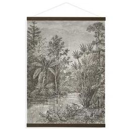 Leinwandbild Art for the home "Jungle Landschaft Sepia", bunt (farbe bild(er): mehrfarbig), B:60cm H:150cm T:2,3cm &Oslash;:2,3cm, Leinen, Bilder, Leinwandbild, H&auml;ngendes Poster Leinen Dschungel Landschaft Sepia 80 x 60 cm