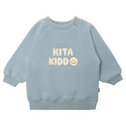 Sweatshirt Liliput "Kita Kiddo", M&auml;dchen, Gr. 110/116, blau (hellblau), 80% Baumwolle, 20% Polyester, bedruckt, normal, Rundhals, Sweatshirts Sweatshirt, mit B&uuml;ndchen am &Auml;rmel