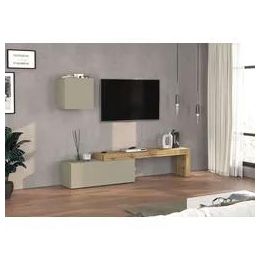 TV-Wand OTTO HOME "Chronos TV-Set, Wohnwand &ndash; Elemente frei platzierbar, Made in Italy", taube, eiche wotan, B:240cm H:190cm T:40cm, Kastenm&ouml;bel-Sets, Lowboard Breite 240 cm, H&auml;ngeschrank Breite 50 cm, Made in Italy