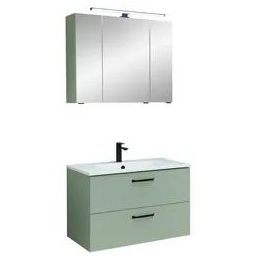 Badm&ouml;bel-Set SAPHIR "Quickset 500, Waschtischunterschrank mit Waschtisch und Spiegelschrank", salbei nachbildung, Kastenm&ouml;bel-Sets, B/H/T: 81cmcm x 200cmcm x 46cmcm, Holzwerkstoff, matt, Badm&ouml;bel-Set, mit Waschtischunterschrank,Mineralmarmor-Waschtisch und Spiegelschrank, B:81cm H:200cm T:46cm