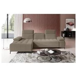 Ecksofa WERK2 "Focus-S, inkl. elektr. Sitzvorzug, manuelle Kopfteilverstellung", beige, B:277cm H:82cm T:177cm, 100% Polyester, Sofas, Ecksofa, elektr. Sitztiefenverstellung, flexible Kopfst&uuml;tzen, 12cm F&uuml;&szlig;e, L-Form