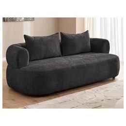 3-Sitzer Home Affaire "LUSSAC 3-Sitzer Design-Sofa mit Zierkissen, Ma&szlig;e B/T/H: 202/123/78 cm", schwarz, B:202cm H:78cm T:122,5cm, 100% Polyester, Sofas, hoher Sitzkomfort und modernes Design, Sofa ohne Bettfunktion