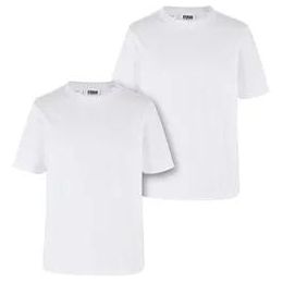 T-Shirt Urban Classics "Urban Classics Herren Boys Organic Basic Tee 2-Pack", Jungen, Gr. 134/140, wei&szlig; wei&szlig;, 100% Baumwolle, unifarben, oversize, Rundhals, Shirts T-Shirt