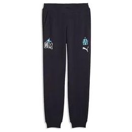 Sporthose Puma "Olympique de Marseille FtblCulture Jogginghose Herren", Herren, Gr. S, Normalgr&ouml;&szlig;en, new navy bright aqua blau, Obermaterial: 32% Polyester, 68% Baumwolle. Rippe: 3% Elasthan, 97% Baumwolle. Tasche &ndash; Oben: 100% Baumwolle, bedruckt, regular fit, Hosen Sporthose