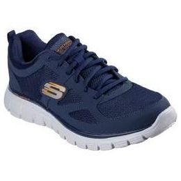Sneaker Skechers "BURNS-AGOURA", Herren, Gr. 45, navy, orange, Leder, Textil, kontrastfarbene Details, Schuhe Sneaker, Schn&uuml;rschuh, Sportschuh mit Memory Foam