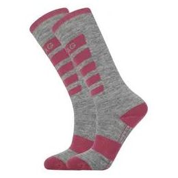 Socken ZIGZAG "Znow", Damen, Gr. 25-28, pink, 40% Wolle, 40% Polyacryl, 11% Polyamid, 7% Polyester, 2% Elasthan, gestreift, Socken Socken, im 2er-Pack mit atmungsaktivem Material