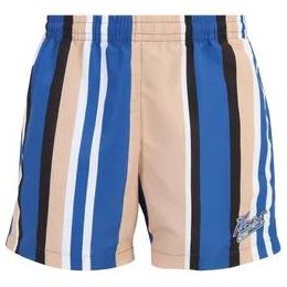 Shorts Karl Kani "Karl Kani Herren KM232-013-2 KK Varsity Striped Boardshorts", Herren, Gr. M, US-Gr&ouml;&szlig;en, blau, sand, wei&szlig;, 100% Polyester (Recycelt), gestreift, normal, Hosen Shorts