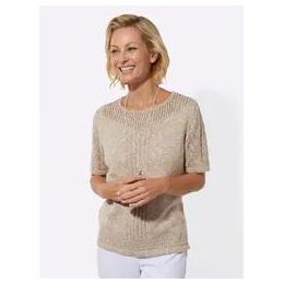 Classic Dog Rundhalspullover CLASSIC "Ajour-Pullover", Damen, Gr. 50, sesam, ecru, meliert, 65% Baumwolle, 35% Polyacryl, meliert, Pullover Rundhalspullover