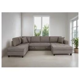 Wohnlandschaft TRENDS BY HG "Moritz, U-Form", d517 enjoy new 46 pewter,, B:324cm H:86cm T:178cm, 92% Polyester;8% Nylon, Sofas, Wohnlandschaft, inkl. Bettfunktion und Bettkasten, inkl. 2 Zierkissen