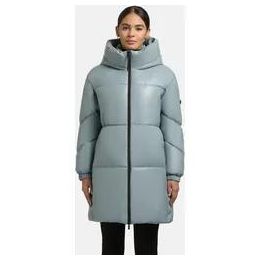 Wintermantel Khujo "Lorsa", Damen, Gr. S (36), hellblau, Obermaterial: 100% Polyurethan. Innenfutter: 100% Polyester. Wattierung: 100% Polyester. Beschichtung: 100% Polyurethan, loose fit ca. Mitte Oberschenkel, hoch geschlossener Ausschnitt, &Auml;rmel ohne &Auml;rmelschlitz B&uuml;ndchen mit Gummizug, M&auml;ntel Wintermantel, Winter Steppmantel in Kunstlederoptik