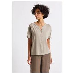 T-Shirt Street One, Damen, Gr. 40, beige (morning beige), Stoff, 95% Viskose, 5% Elasthan, unifarben, normal normal, Rundhals, abgesteppt, Shirts T-Shirt, Jersey